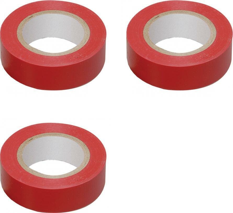 Изолента ПВХ IEK 19 мм 20 метров красная (комплект из 3 шт)