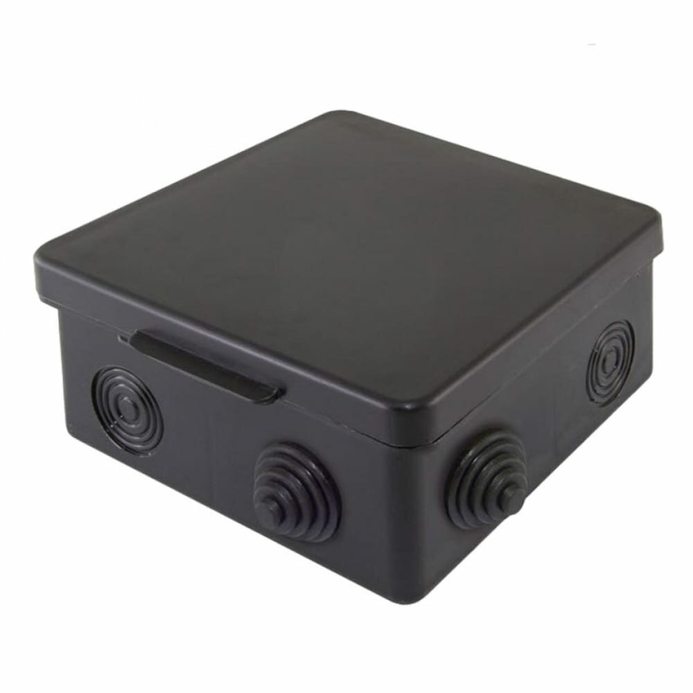 Распаечная коробка урал ПАК открытой проводки 100х100х50мм 8 входов, черная IP54 КО-53010100-018