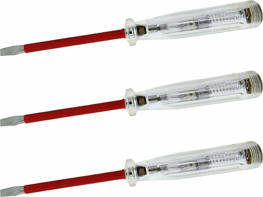 Отвертка индикаторная TDM Electric Экспертэлектрик 150 мм нержавеющая сталь пластиковая ручка (комплект из 3 шт.)