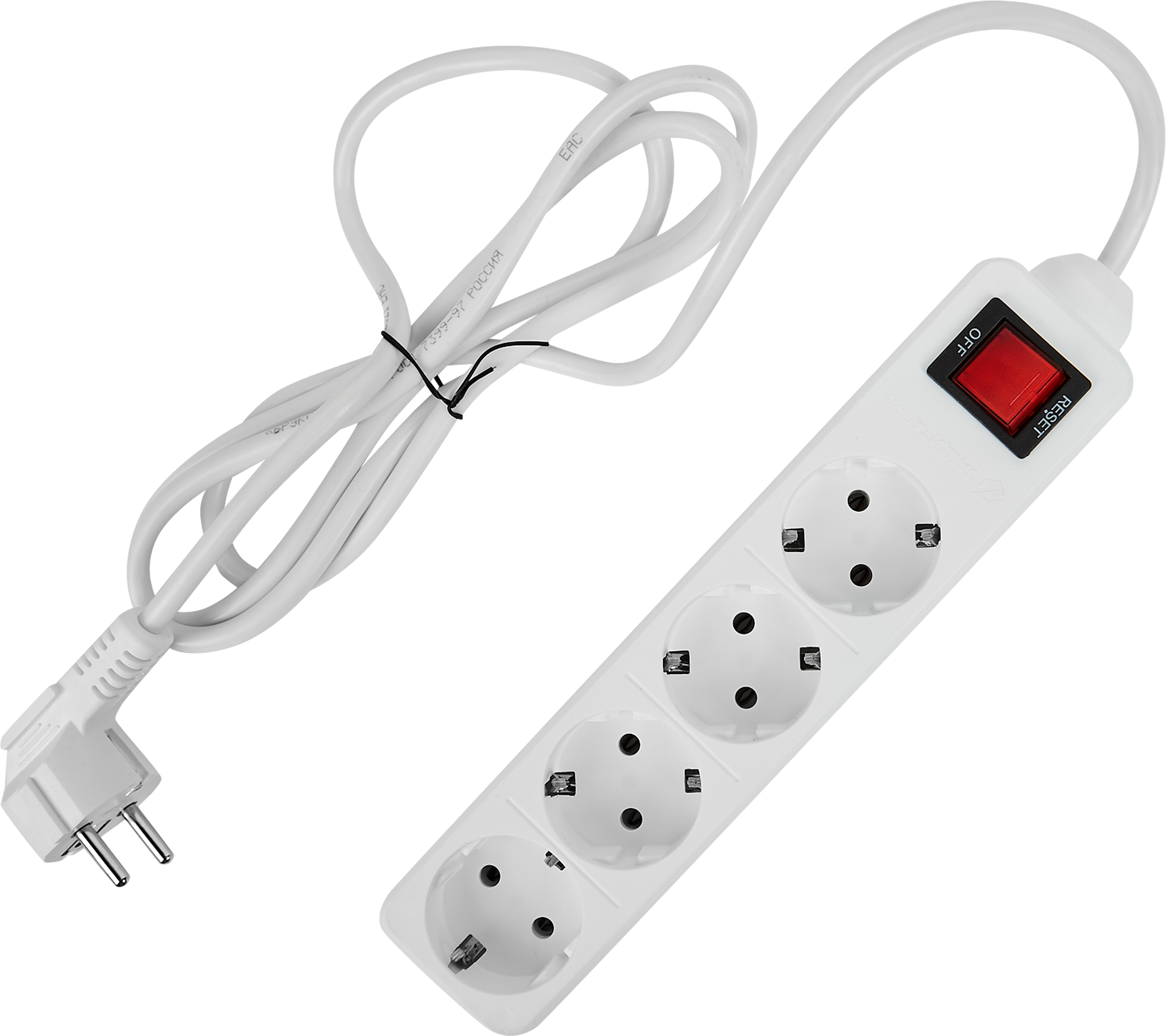 Сетевой фильтр Защита Про 4 розетки с заземлением 3x0.75 мм 1.8 м 3500 Вт цвет белый