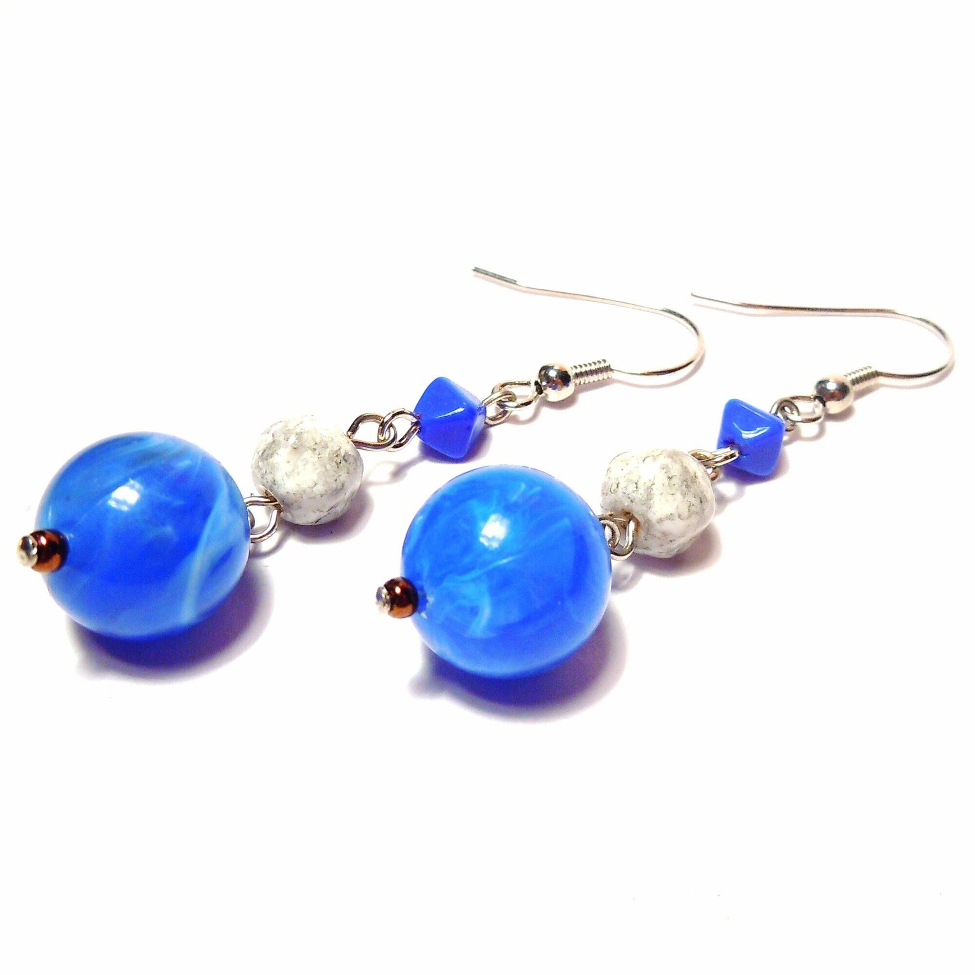 Серьги с подвесками, двусторонние, стекло, пластик