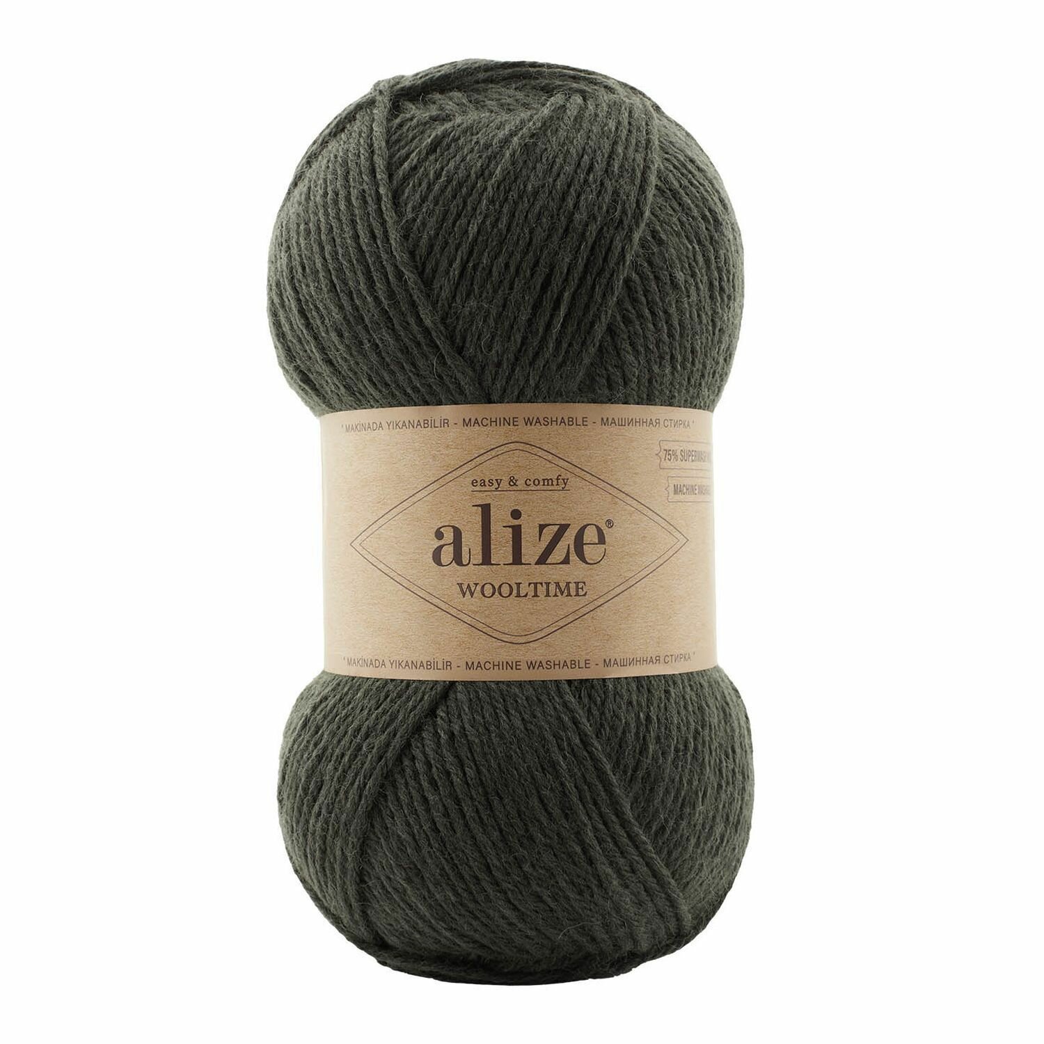 Пряжа Wooltime, Alize, плющ - 873, 75% SW шерсть, 25% полиамид, 5 мотков, 100 г, 200 м.