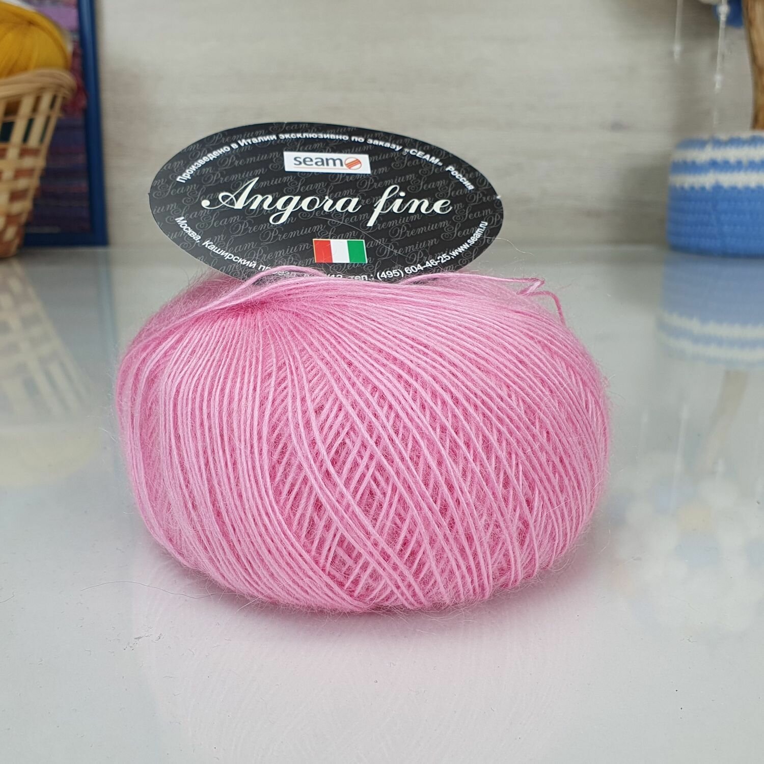 Пряжа SEAM Ангора фине (Сеам), розовый - 152215, 50% мохер, 50% нейлон, 2 мотка, 50 г, 300 м.