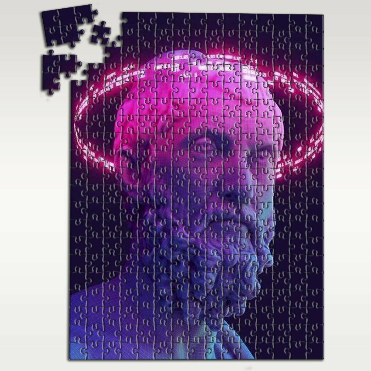 Пазл картонный А3: модель статуя в неоне ретровэйв вапорвейв retrowave vaporwave - 2412 П