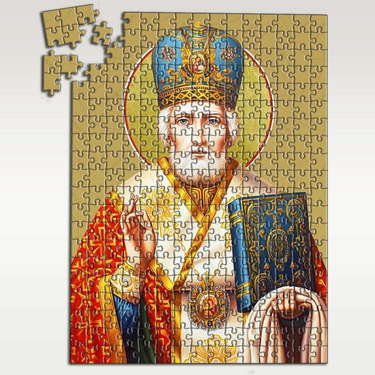 Пазл картонный А3: модель Икона на которой изображен Николай Угодник - 1728 П