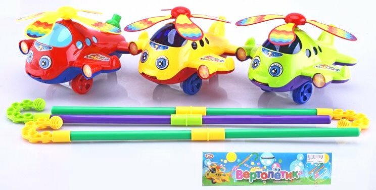 Каталка "Вертолётик" на палке,3 цвета в пакете