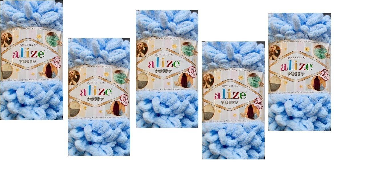 Пряжа "Вязание руками " для пледа , Цвет : Синий, Набор из 5 шт