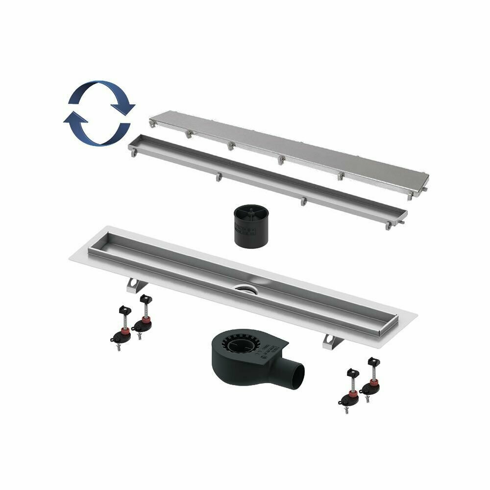 TECElinus. Комплект для монтажа дренажного канала, 800 мм, 2 в 1 ( tile + steel), с мембраной