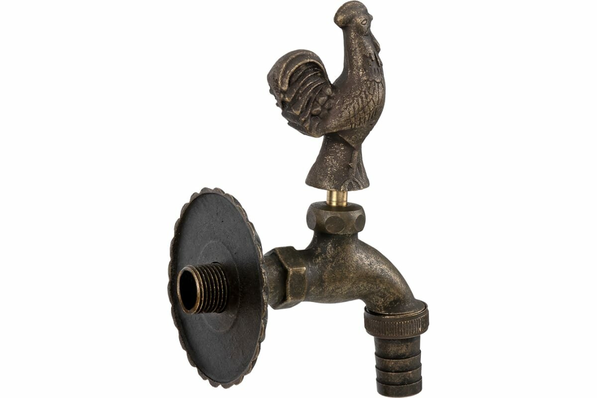 Кран "SANTERA" латунный , вентильный водоразборный с штуцером (ручка " петушок") 1/2" нар, цвет- бронза. ST202COCK