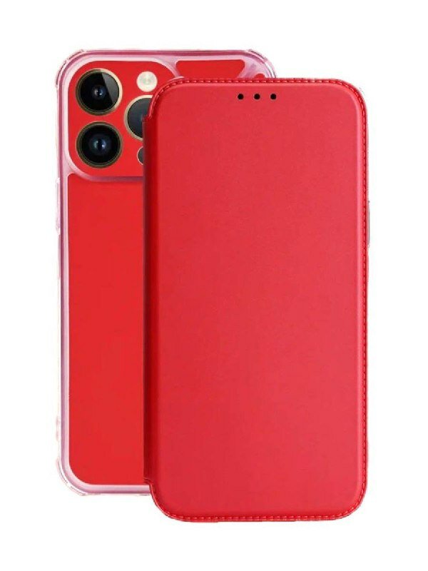 Чехол-книжка на iPhone 14 Pro Max с противоударным бампером с усиленными углами на айфон 14 про макс Красный