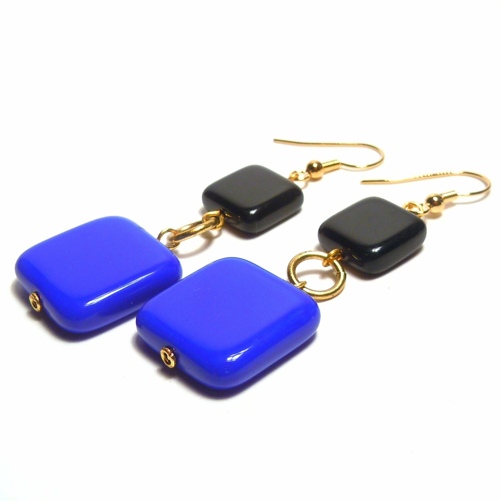 Серьги с подвесками, двусторонние, стекло