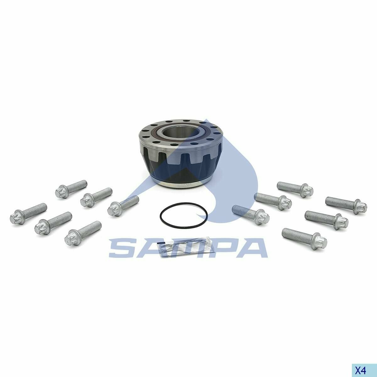 Ступица колеса в сборе SCHMITZ/SAF SKRB 9019/9022 (с болтами) 075.598 SAMPA