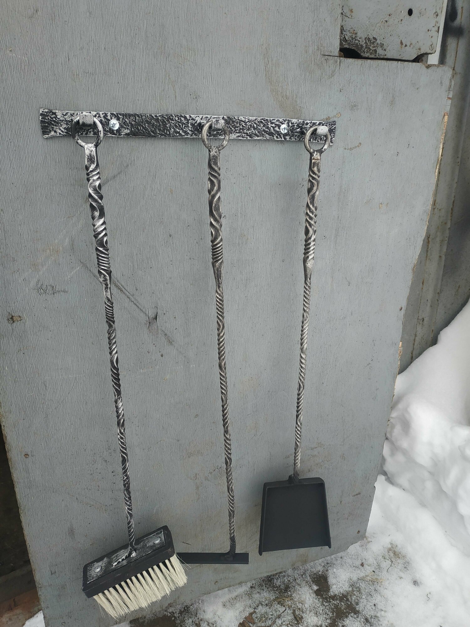 Кочерга, совок и щётка Кованый для печи, камина и мангала.