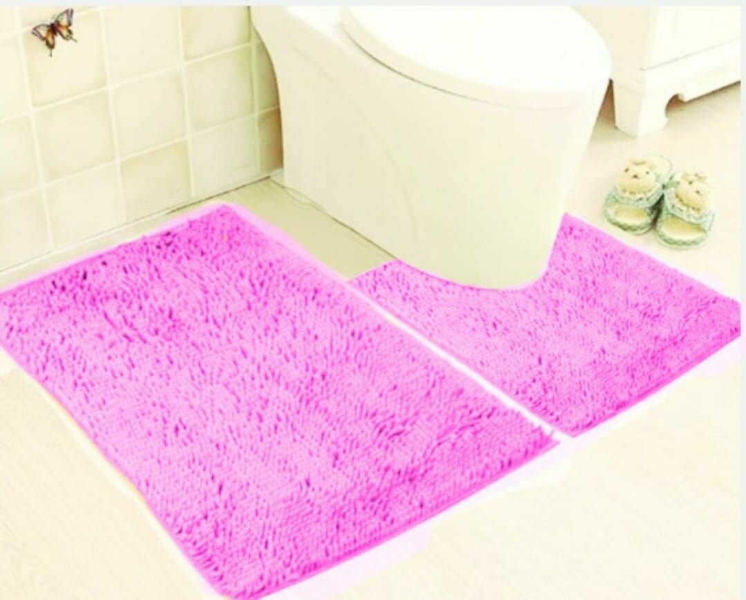 Набор Ковриков для Ванной и Туалета (Розовый Цвет ) Материал - микрофибра