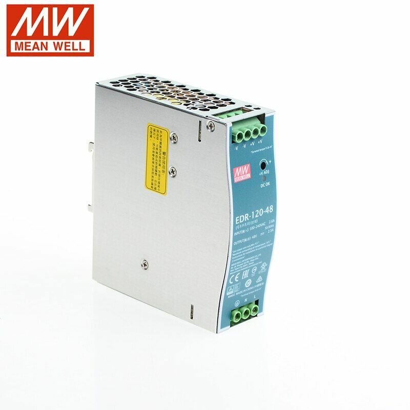 Блок питания на DIN рейку 48в, 2.5а, 40*125.2*102мм, Mean Well EDR-120-48