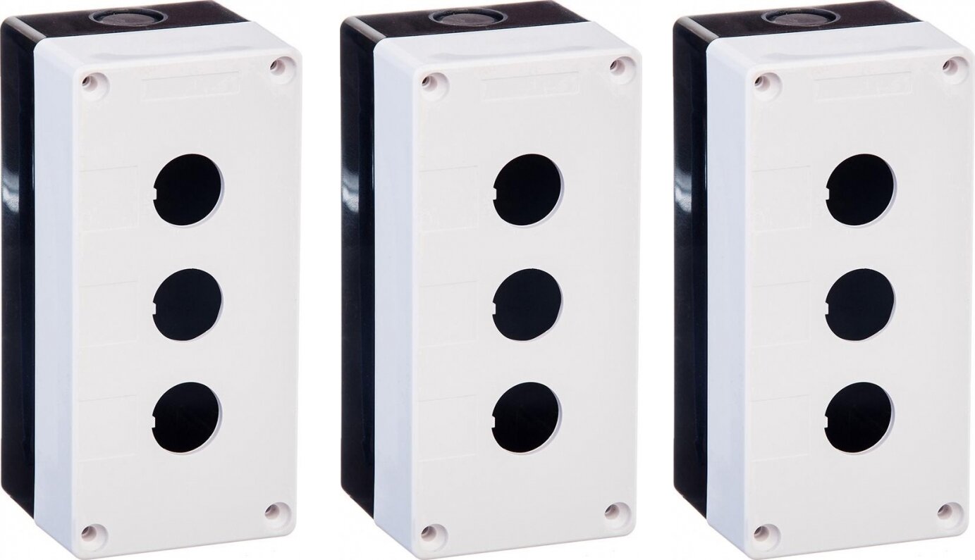 Корпус поста IEK КП103 для индикаторов, кнопок, переключателей на 3 места (комплект из 3 шт.)