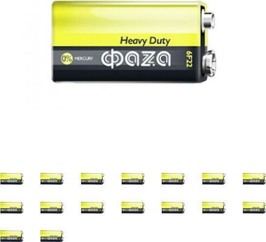 Батарейка ФАZА Heavy Duty 6F22H-S1 9V крона (комплект из 16 шт)