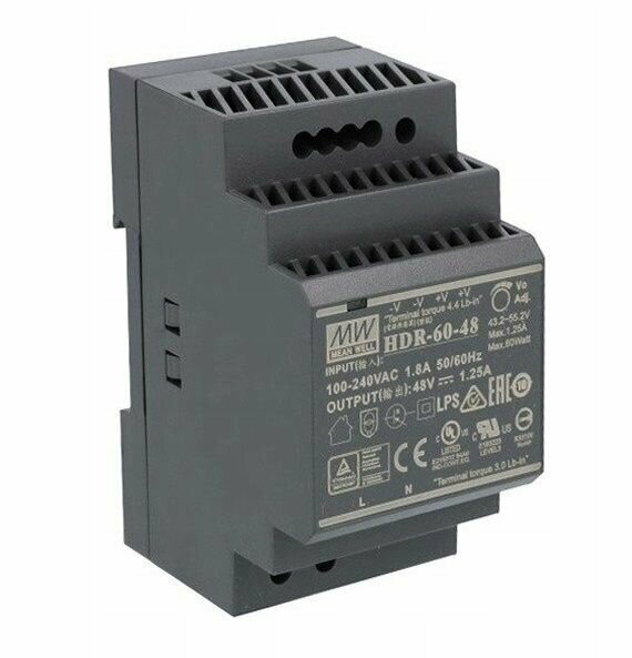 Блок питания БП MW HDR-60-48 60W 48V 1.25A на дин рейку