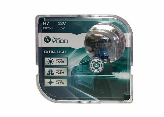 Лампа галогеновая H7 (12В 55Вт) + 50% Extra Light (к-т 2шт) пластик. бокс