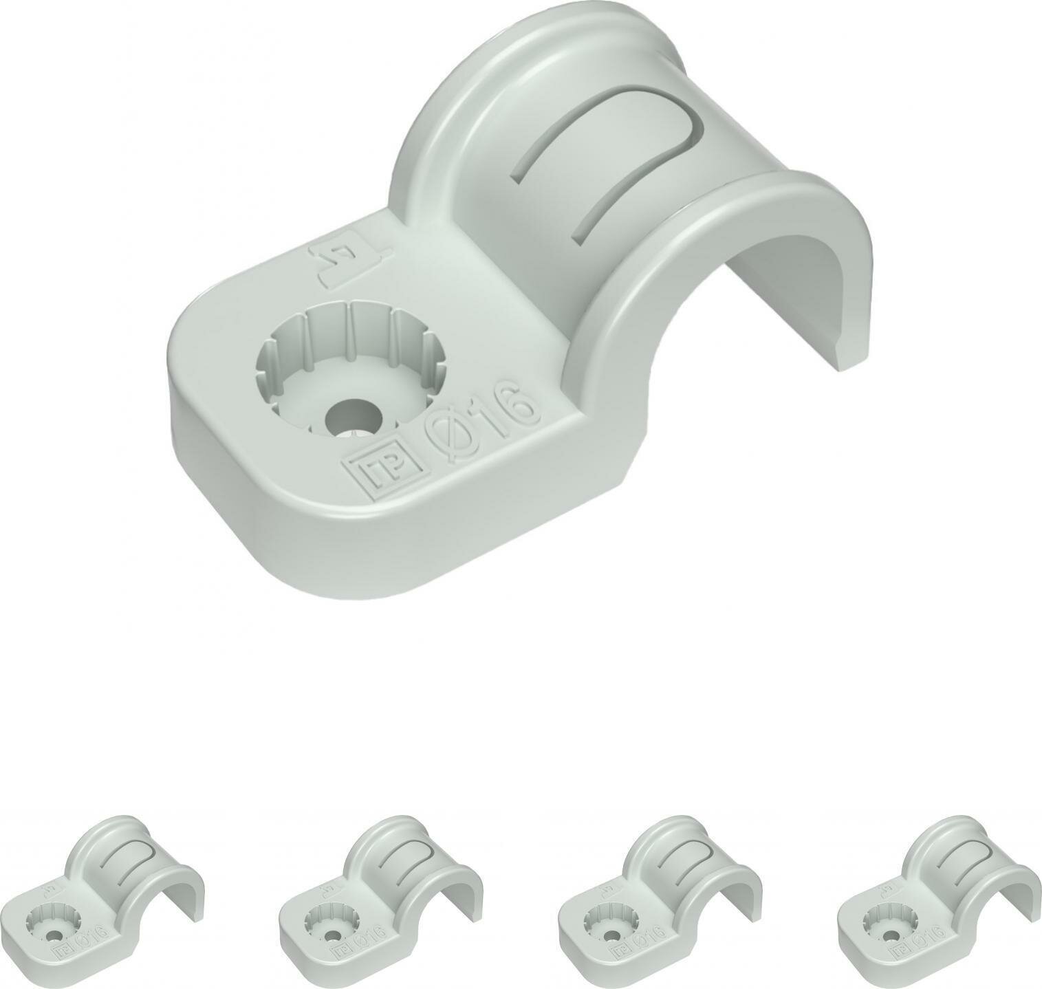 Скоба пластиковая круглая Промрукав 16мм серая (50 шт./уп) (комплект из 4 уп)