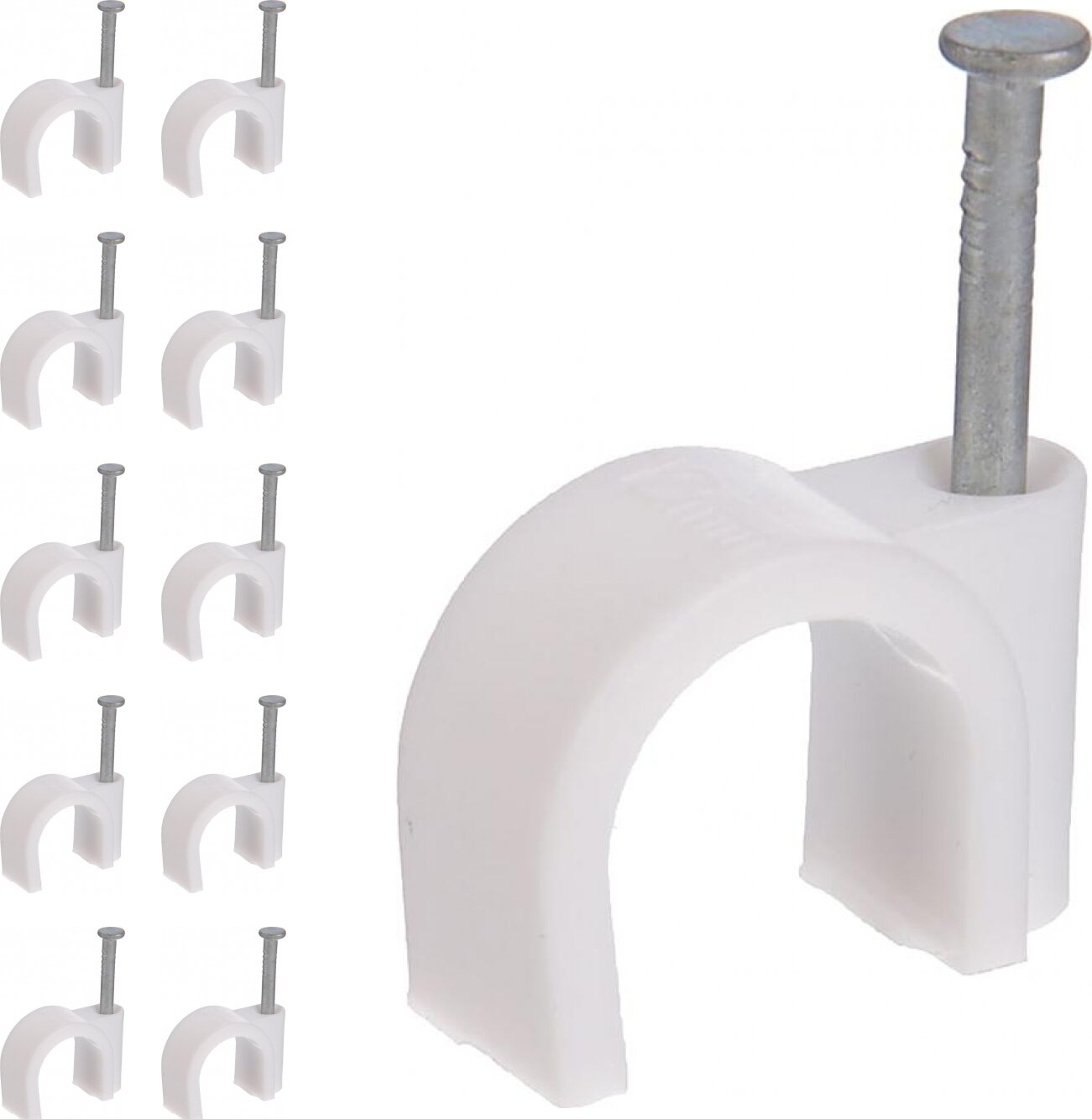 Скоба пластиковая круглая TDM Electric 12 мм (50 шт.) (комплект из 10 уп.)