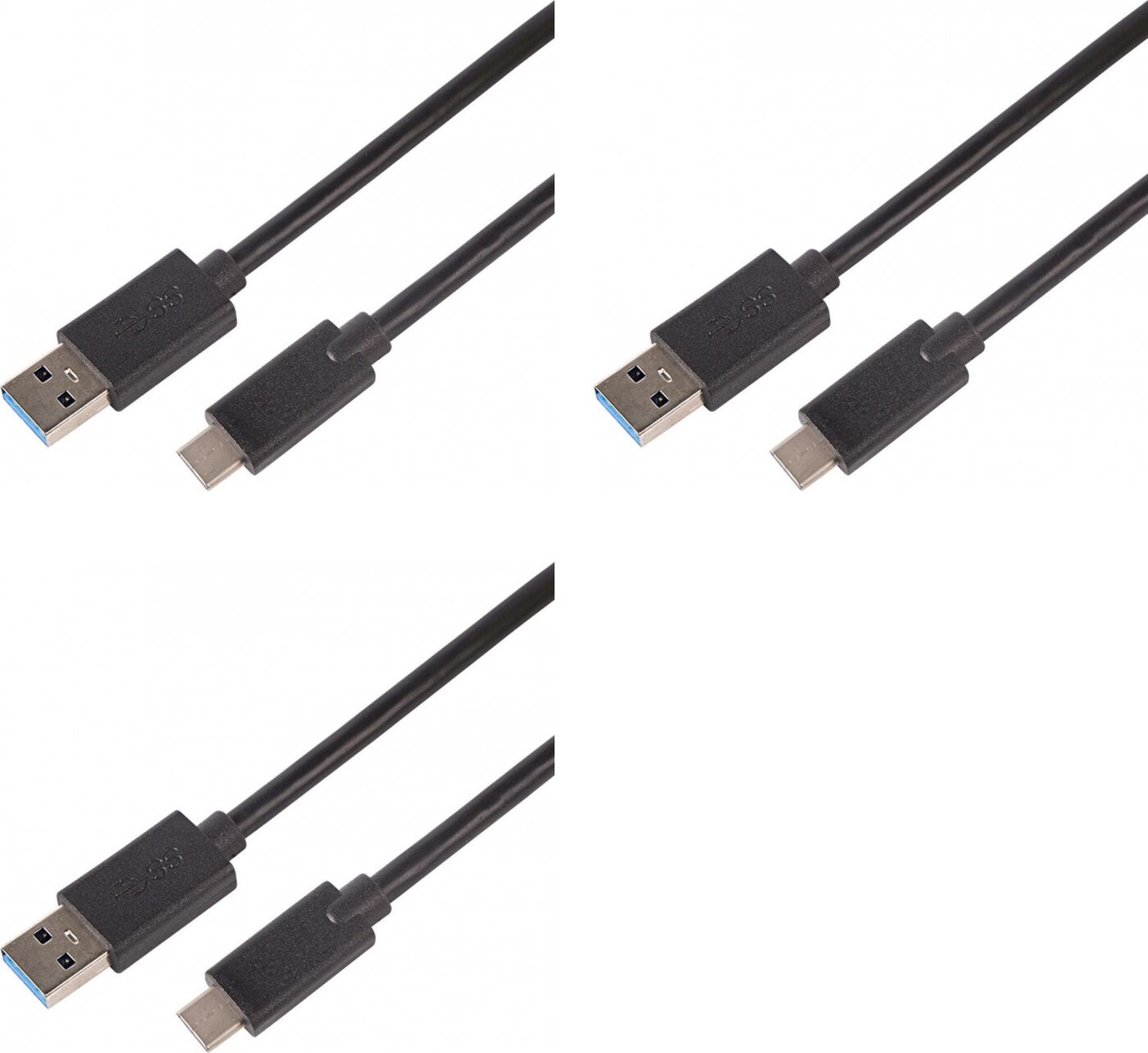 Шнур USB 3.1 type C (папа) - USB 3.0 (папа) Rexant 1 метр черный (комплект из 3 шт.)