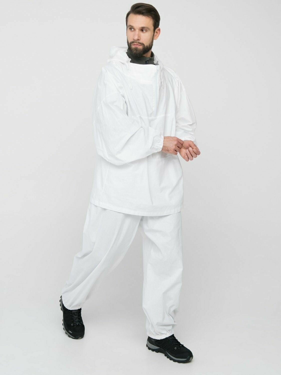 Костюм тактический мужской Huntsman Метель маскировочный зимний для охоты, пейнтбола, военный маскхалат, бязь, цвет белый р.58-64/182-188