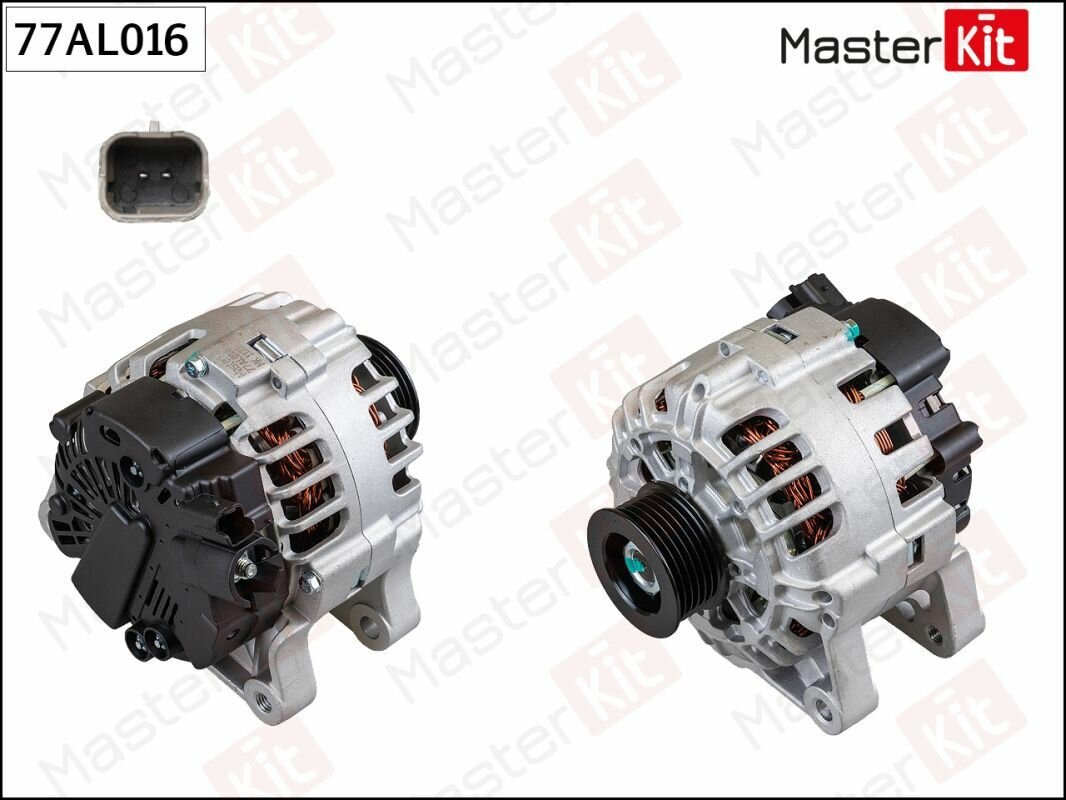 Генератор CITROEN BERLINGO 1996-11, XSARA 1997-05, PEUGEOT 206 1998-06, 307 00-08, PARTNER 1996-15 14V/90A MasterKit арт. 77AL016