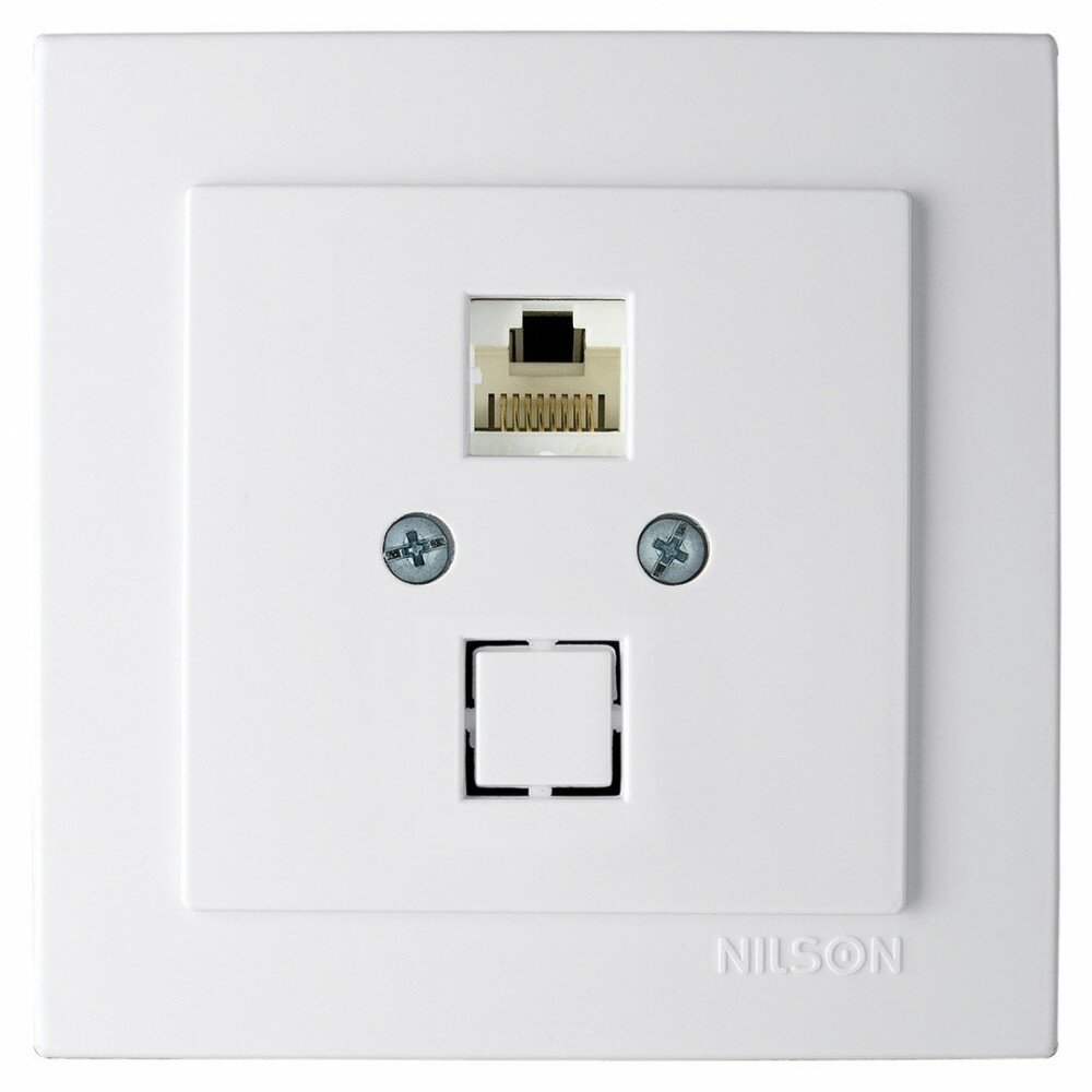 Роз. компьютерная 1-местн. СУ, (RJ45 CAT6), TOURAN-ALEGRA-THOR, белый NILSON