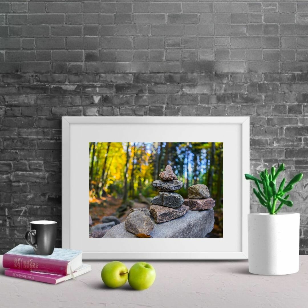Постер "Кучка камней в лесу" Cool Eshe из коллекции "Природа", плакат А4 (29,7 х 21 см) для интерьера