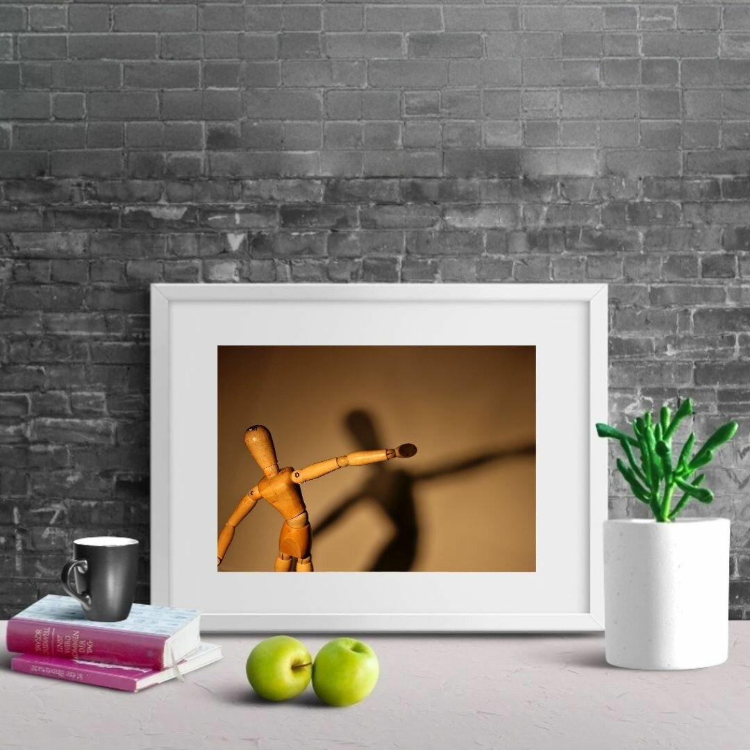 Плакат "Деревянный человечек" от Cool Eshe из коллекции "Креатив", плакат на стену А4 (29,7 х 21 см) для интерьера