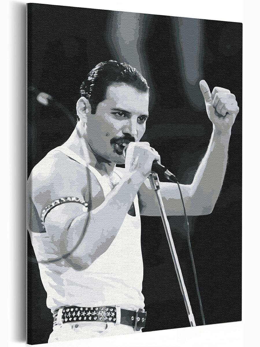 Фредди Меркьюри черно-белый Раскраска картина по номерам на холсте 40х60