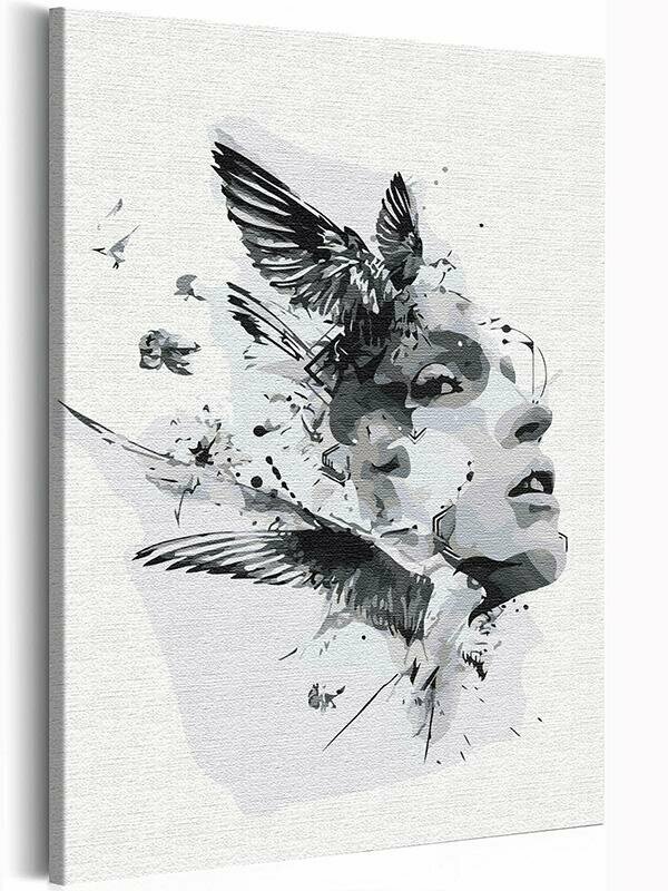 Девушка и птицы / Абстракция Раскраска картина по номерам на холсте 40х60