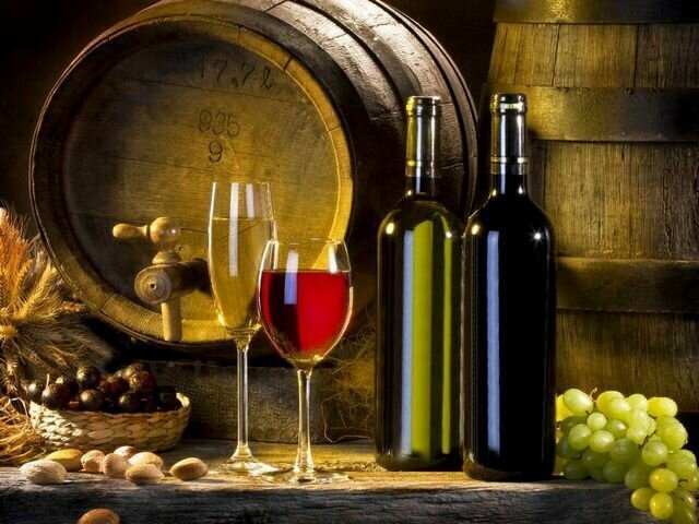 Картина по номерам на холсте 40*50 см "Красное и белое вино" раскраска на подрамнике фрукты, натюрморт