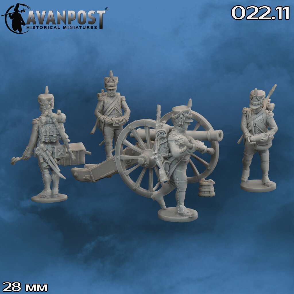 022.11АП Французская артиллерия: 8-фунтовая пушка с расчётом (1807-1812)