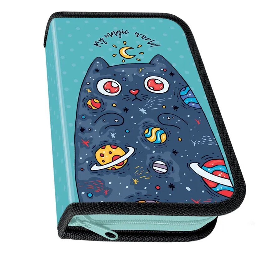 Пенал Пчелка односекционный большой ПО-02, космический котик 2023