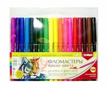 Фломастеры 18 цветов "Яркие цвета. Тигр"