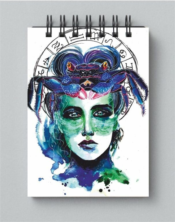 Блокнот со знаком зодиака Рак №3, Размер А5, 15 на 21 см