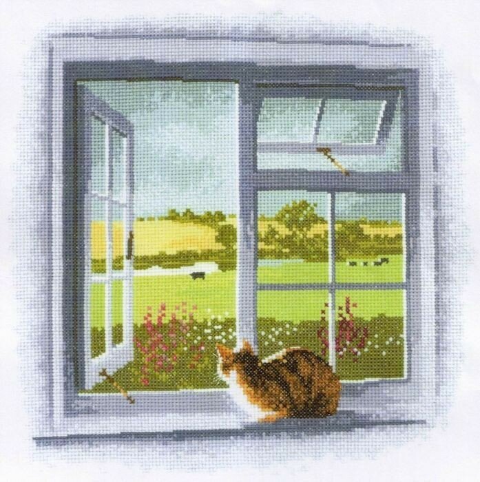 Набор для вышивания Heritage #JOCW834E Cottage Window (Окно коттеджа), Счетный крест, 24 x 24 см
