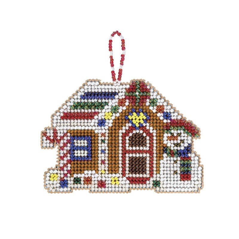 Набор для вышивания Mill Hill #MH212114 Gingerbread Cabin (Пряничный домик), Счетный крест, 8.9 x 6.3 см