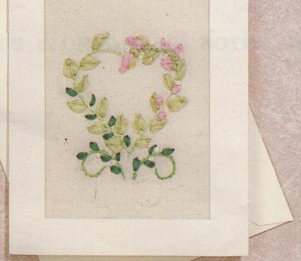 Набор для вышивания Janlynn #00-159 Floral Heart Notecard (Открытка с цветочным сердечком), Вышивка лентами, 10 x 13 см