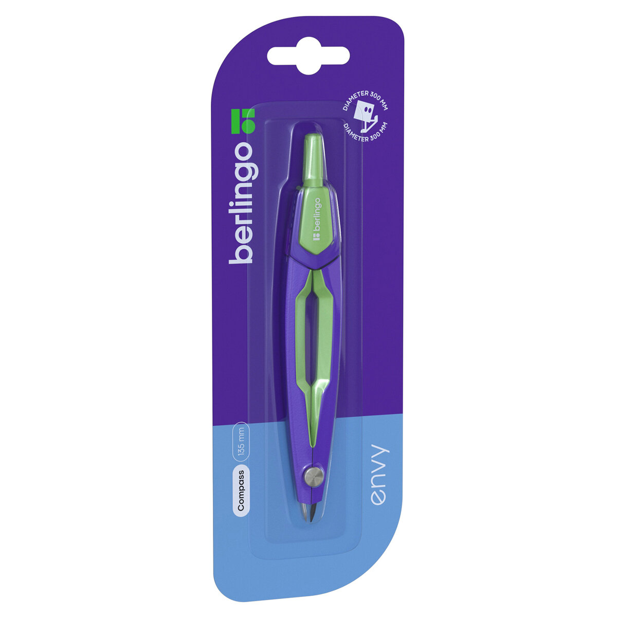 4 шт. Циркуль Berlingo "Envy" металлический, 135мм, салатовый, блистер