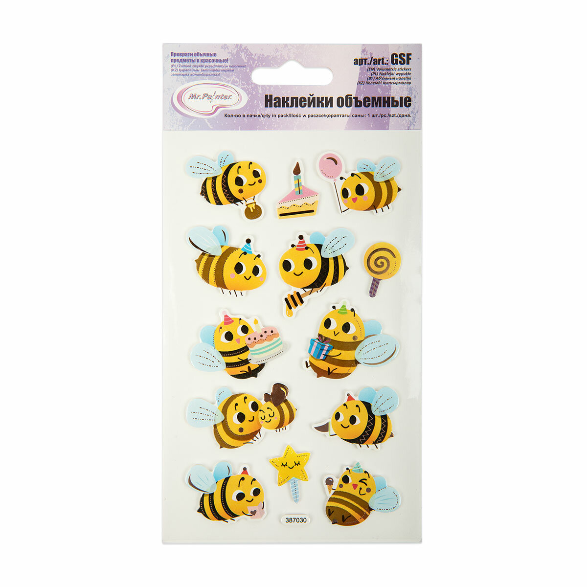 Mr.Painter GSF Наклейки объемные 10×19.5 см коллекция 19 пчёлок декоративные элементы