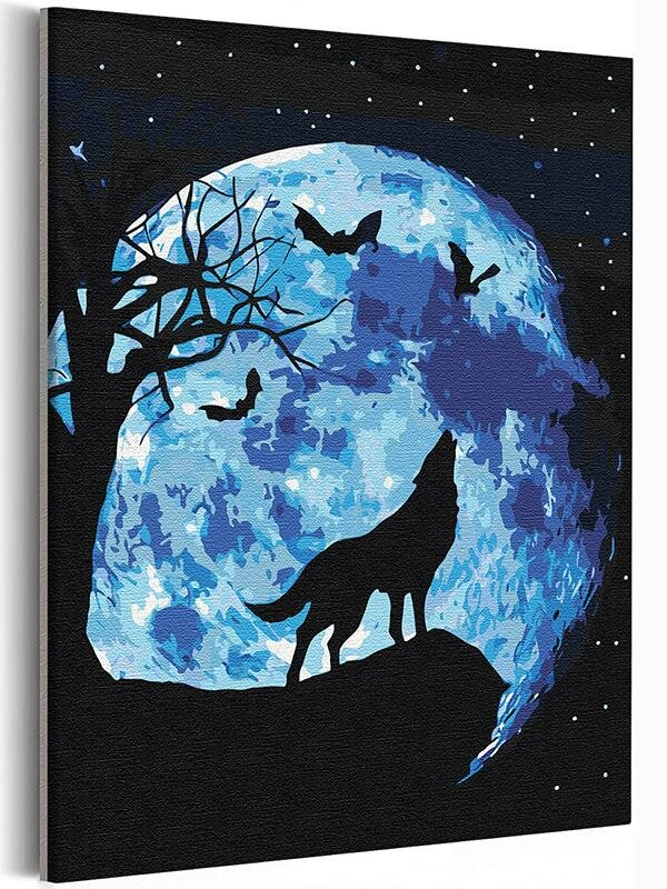 Волк и луна / Животные Раскраска картина по номерам на холсте 40х50