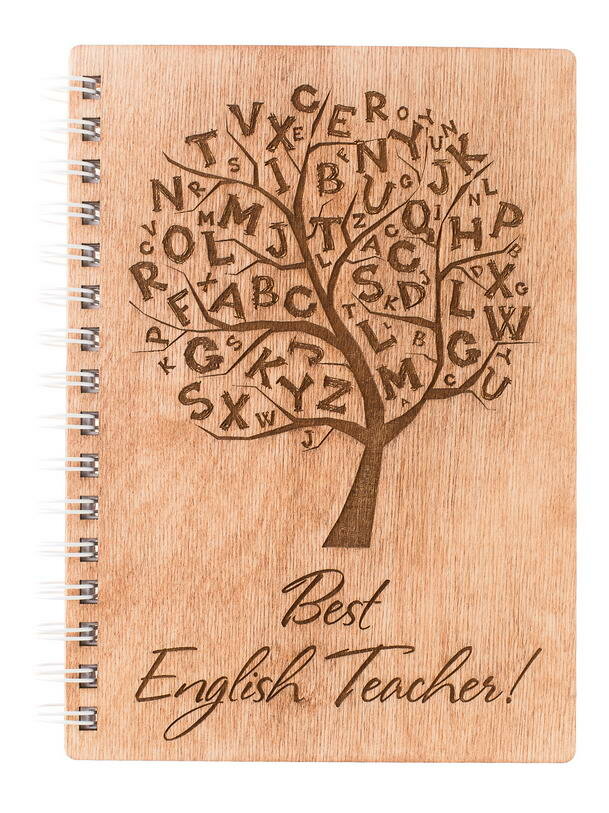 Блокнот деревянный «Best English Teacher» — идея подарка на День учителя