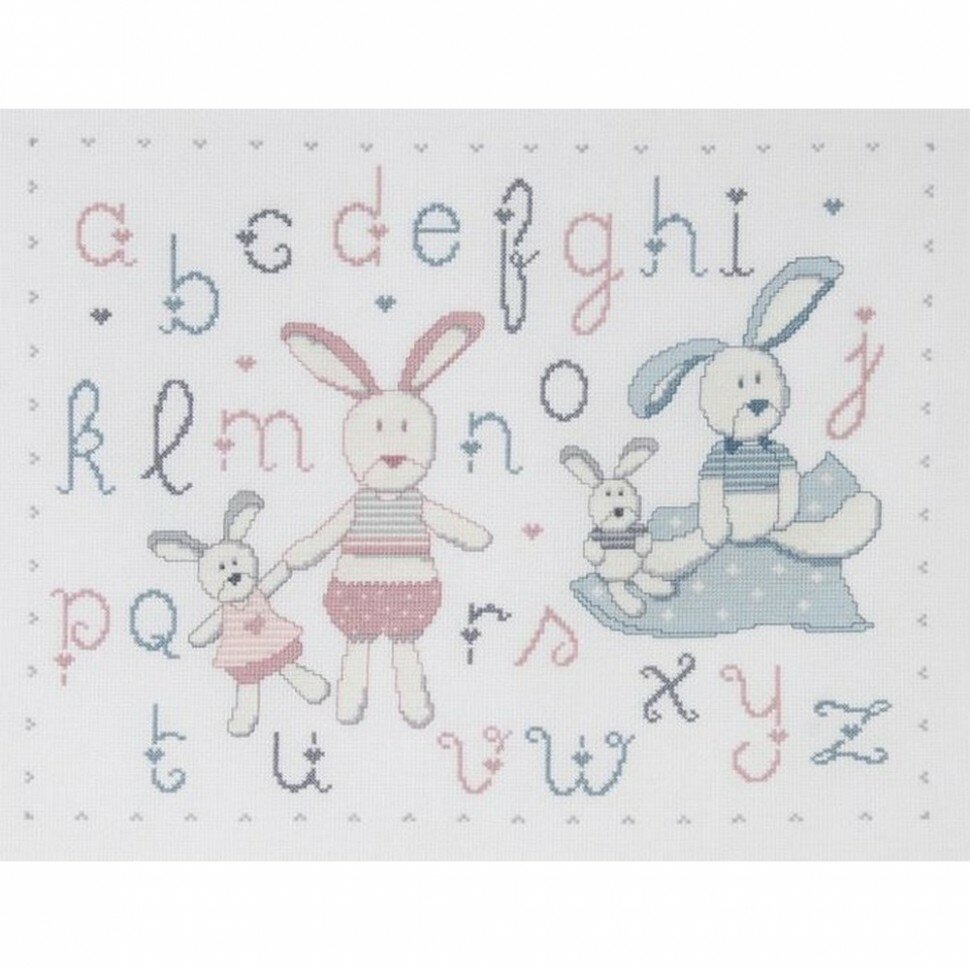 Набор для вышивания DMC #BK1621 Rabbits ABC (Азбука кроликов), Счетный крест, 39 х 30 см