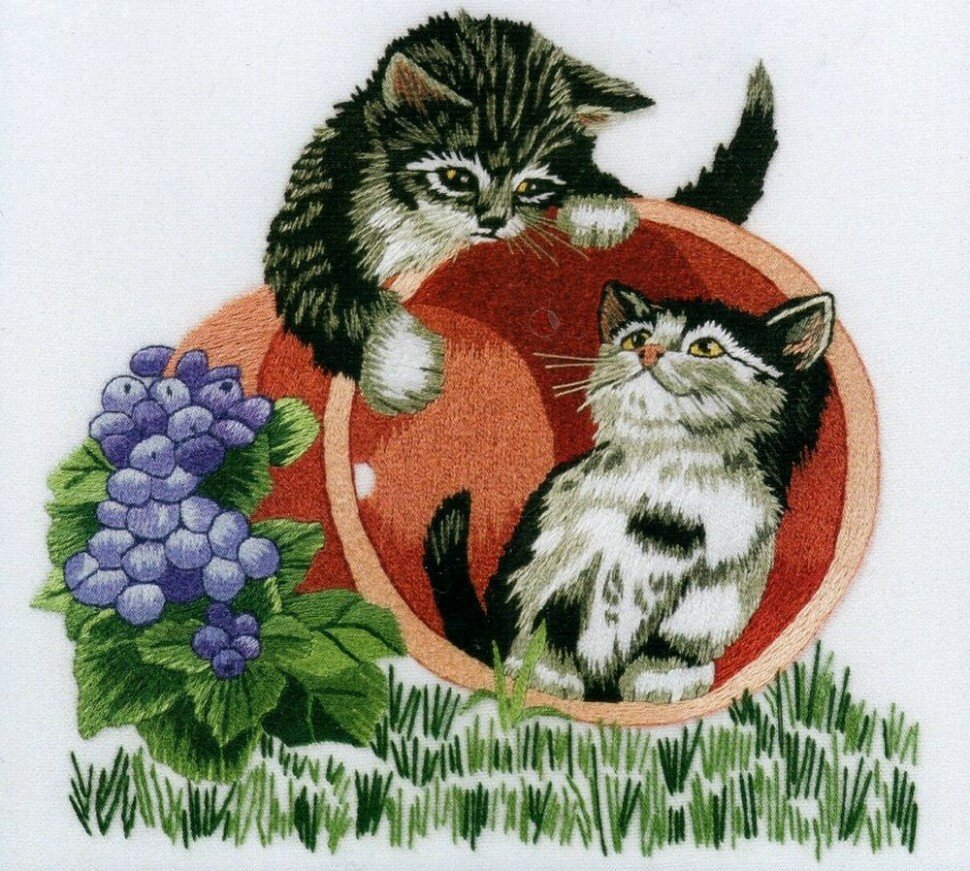 Набор для вышивания Janlynn #187-0300 Playful Kittens (Игривые котята), Гладь, 20.3 x 20.3 см