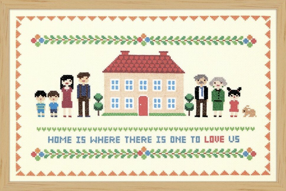 Набор для вышивания Xiu Crafts #2870701 Дом с красной крышей, Счетный крест, 36.5 х 24 см