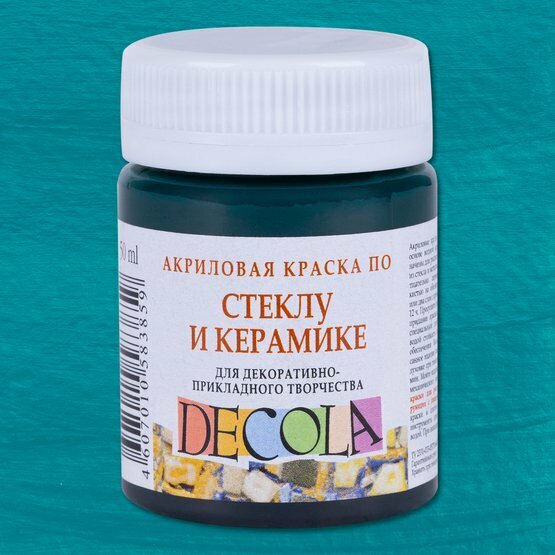 Акриловая краска стекло/керамика Изумрудная цв. №720 банка 50мл Decola
