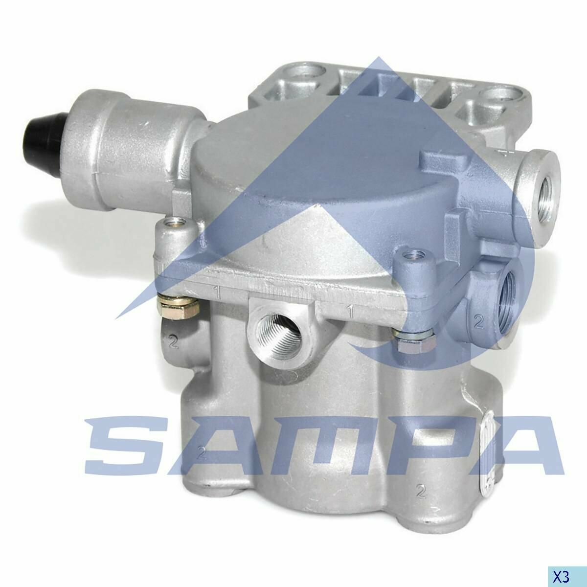 Кран тормозной прицепа (воздухораспределитель) 4 выхода вниз 10Bar 094.135-01 SAMPA